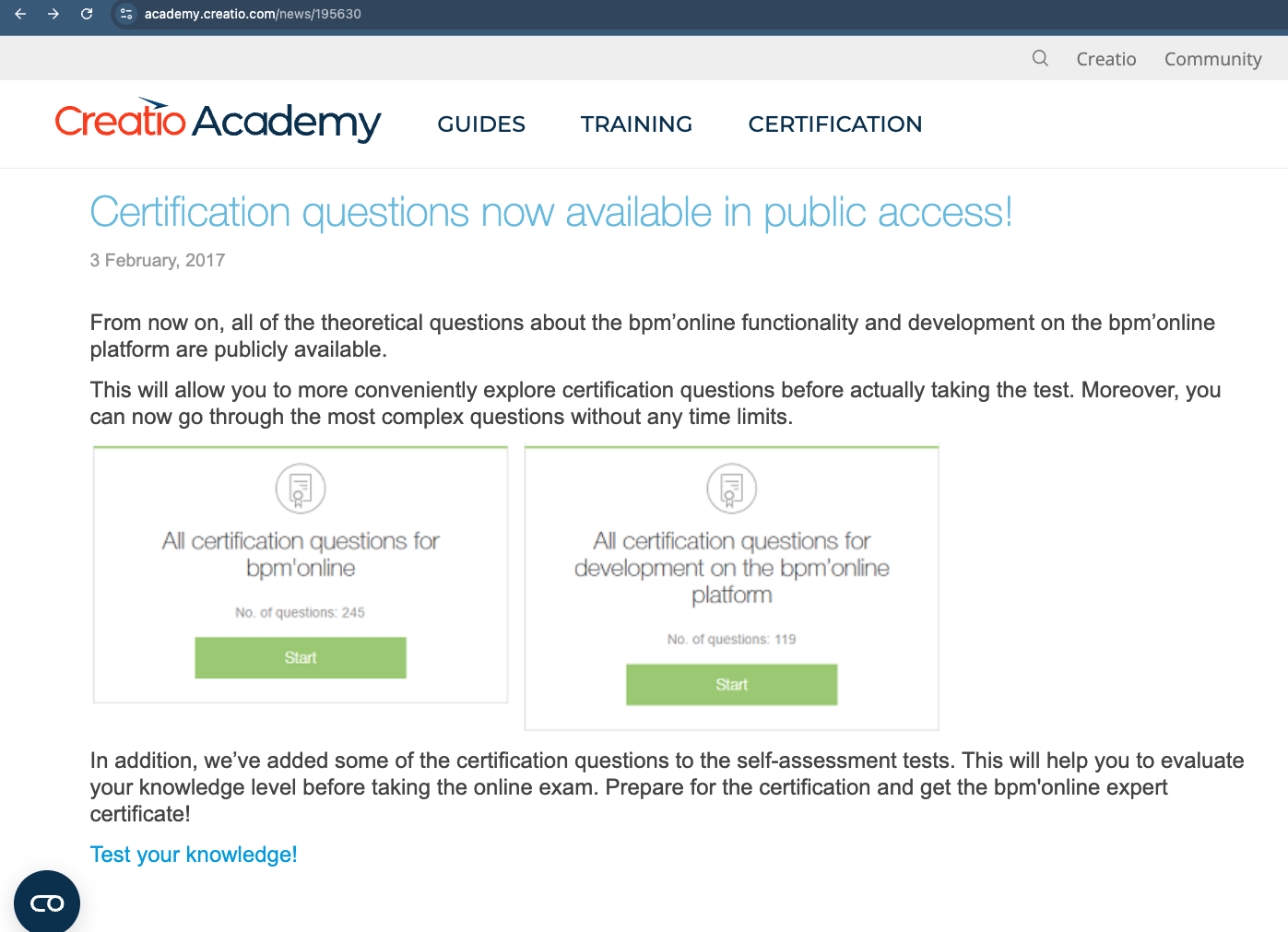 Creatio Developer Certification | Community Creatio